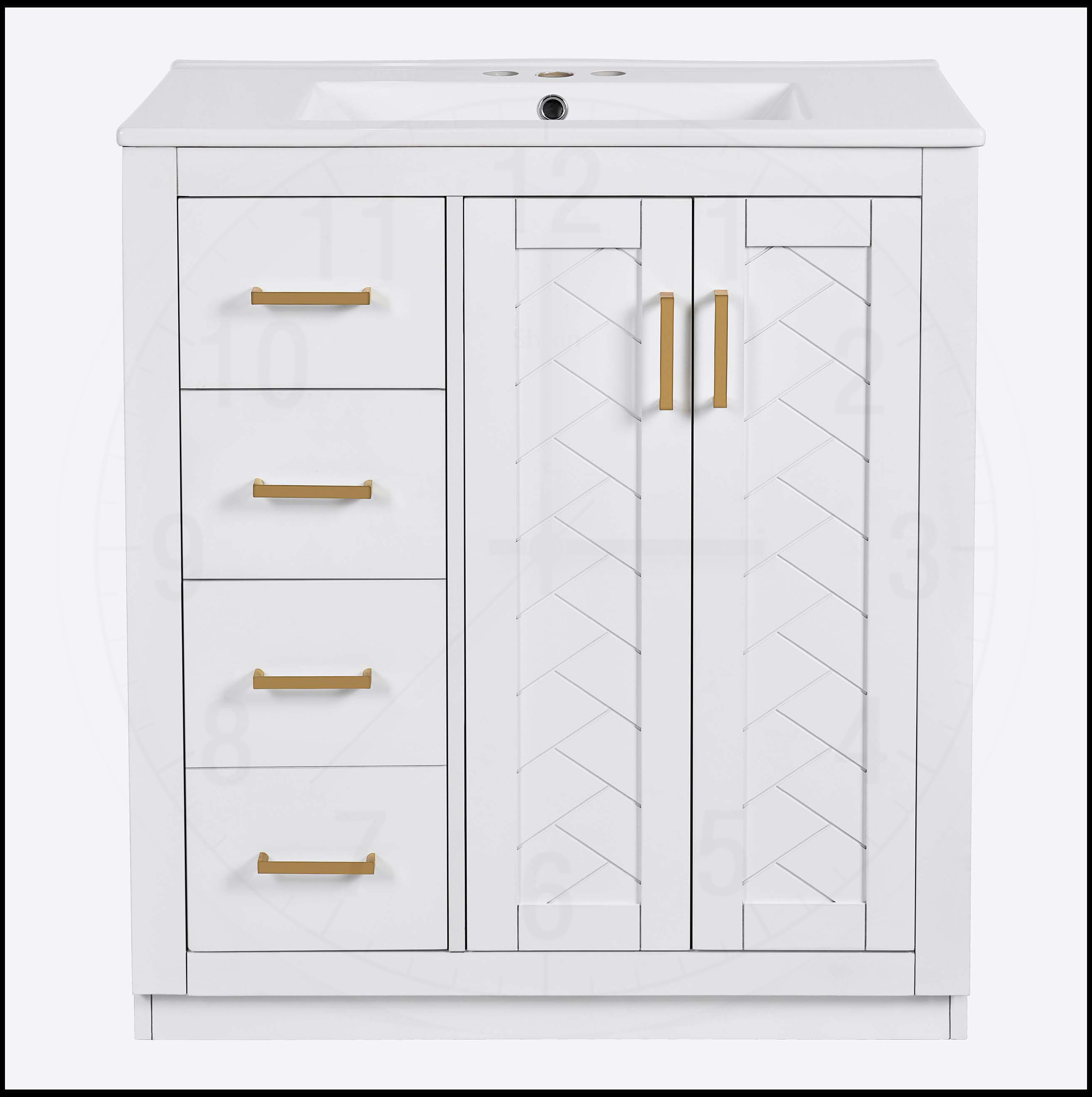 Hokku Designs 30'' Bathroom Vanity with Ceramic Sink Combo with 3 ...