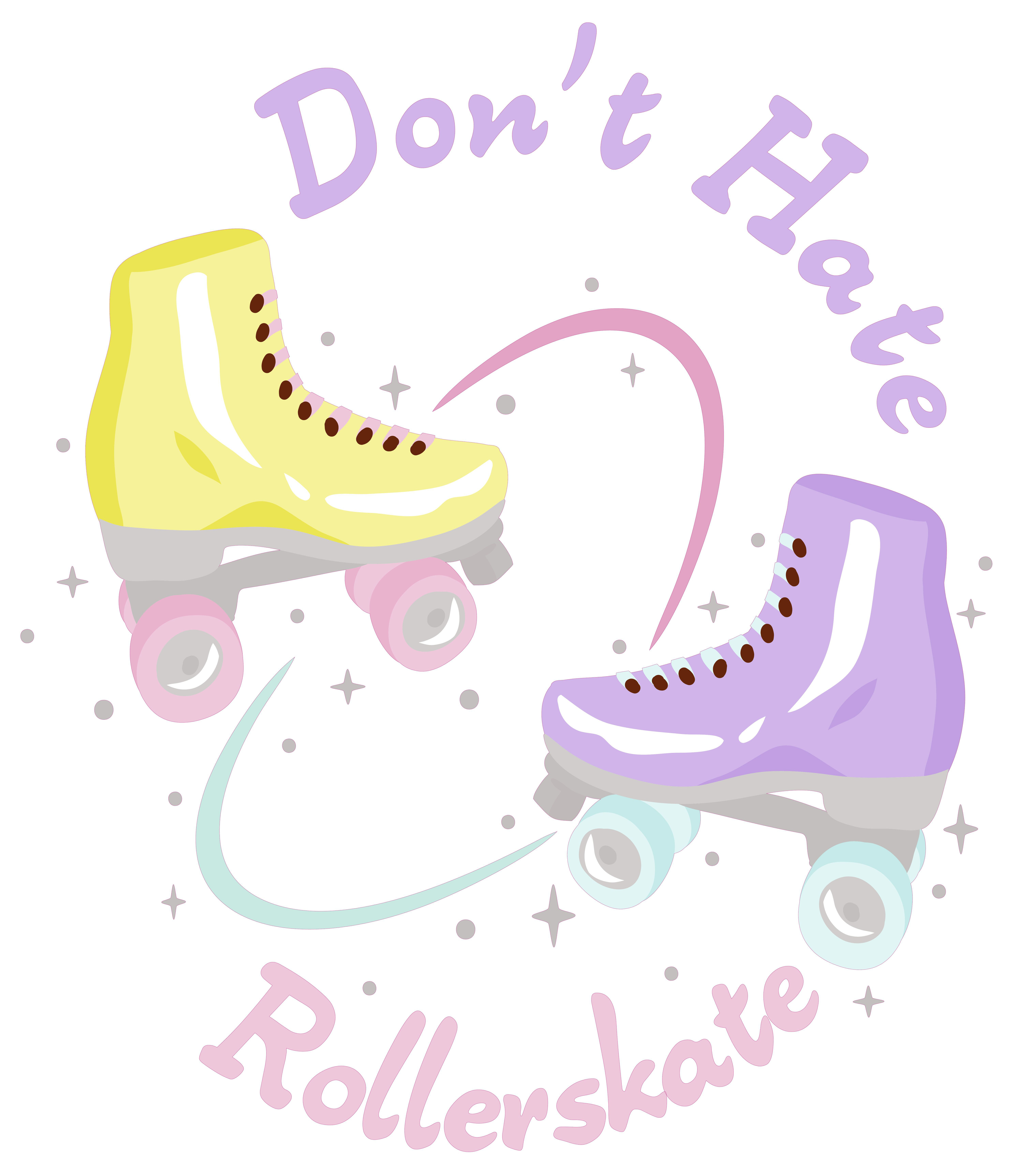 Trinx Vinyl Art 20" X 23" Colourful Roller Skates Kids Bedroom Wall ...