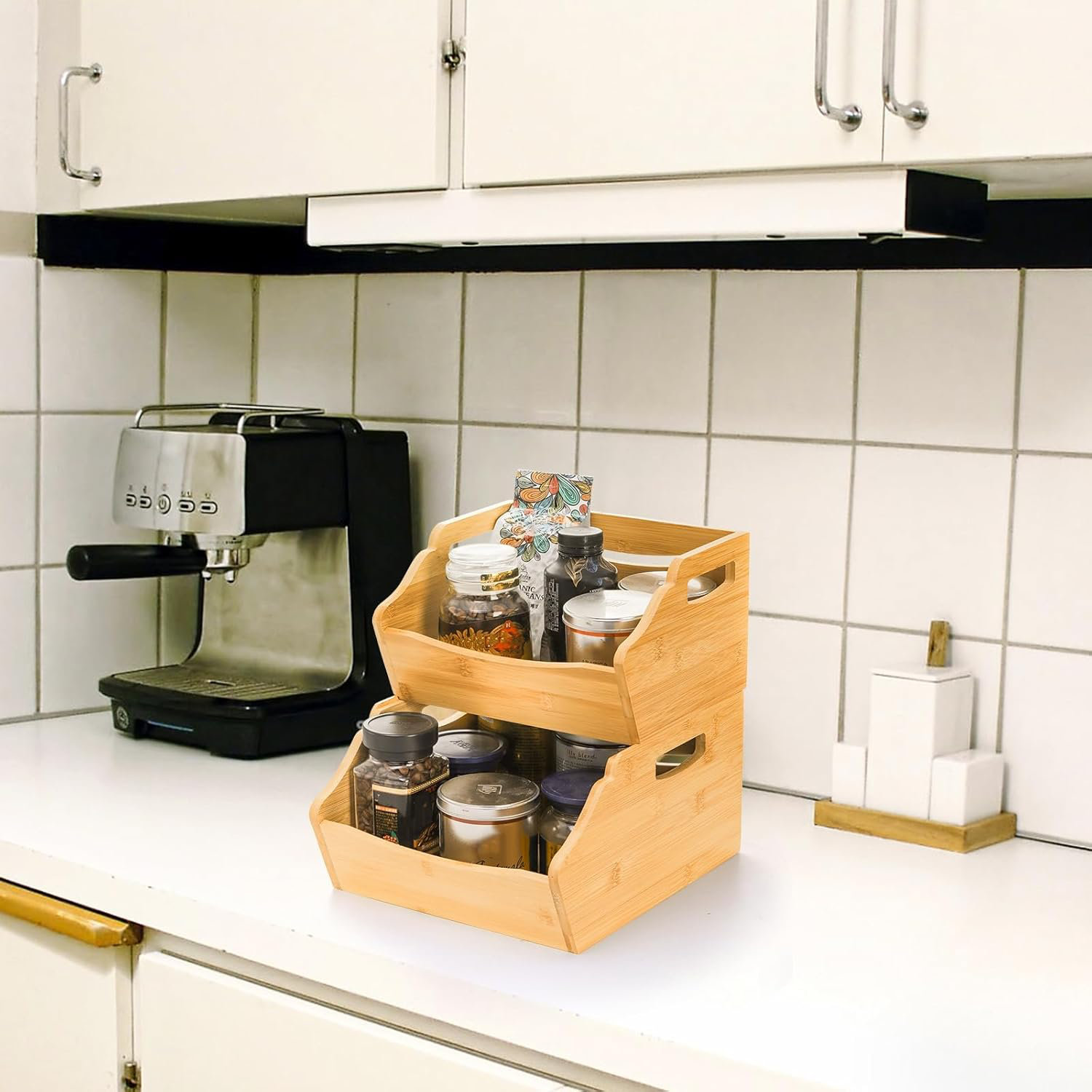 Lark Manor™ 2 Pack Bamboo Stackable Storage Bin, Countertop Open Front ...