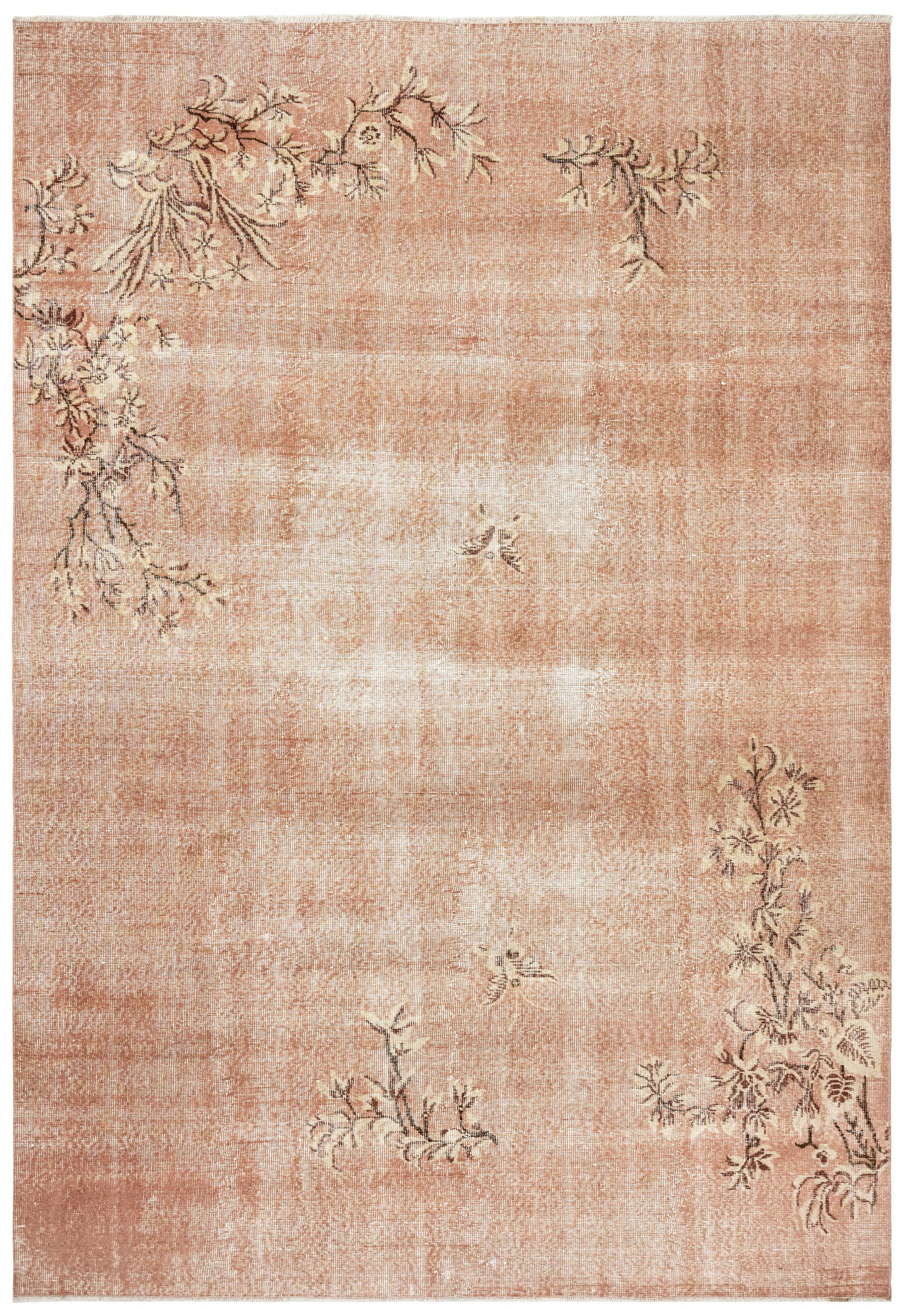 Ophelia & Co. Bohdana Vintage Pink Floral Wool And Cotton Handmade Area ...