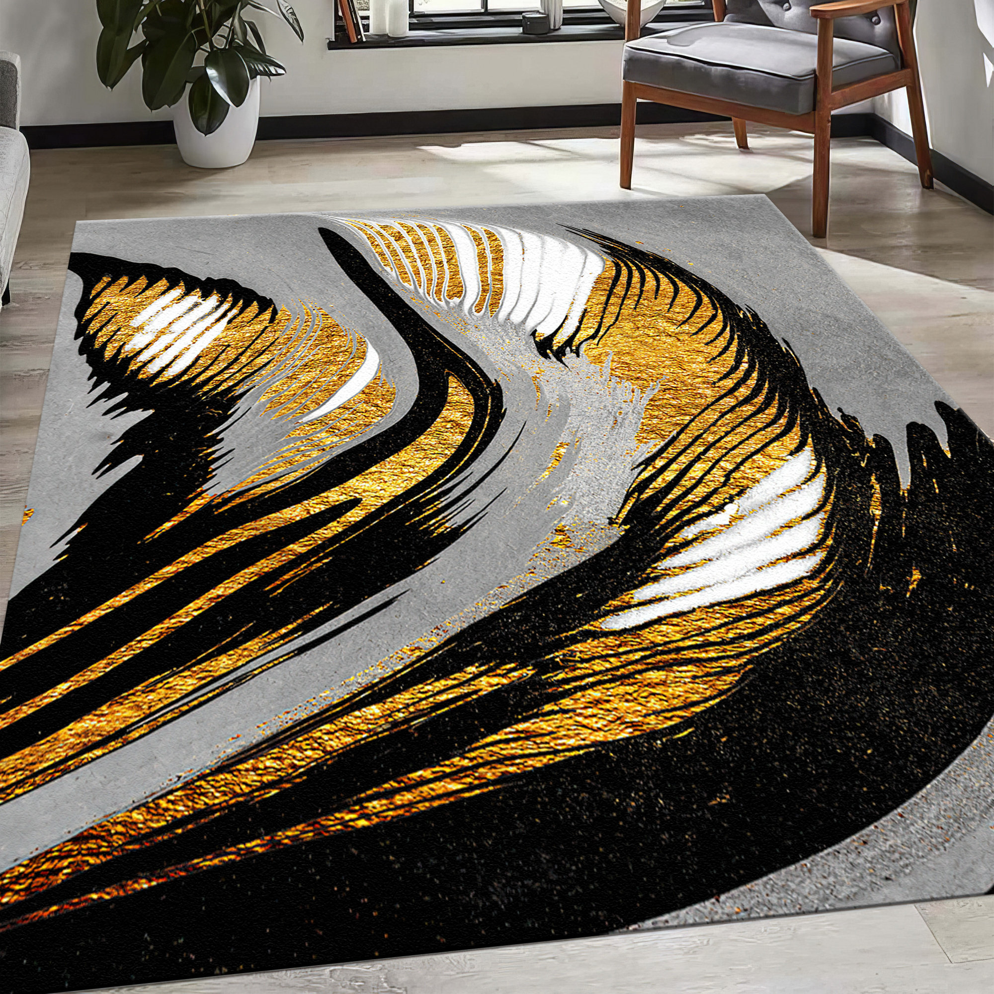 Ivy Bronx Contemporary Printed Rug with Abstract Geometric Design for a ...