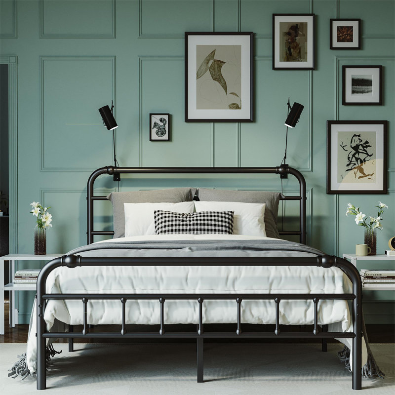 Ebern Designs Ableton Heavy-Duty Anti-Sway 18-inch Steel Tube Iron Bed ...