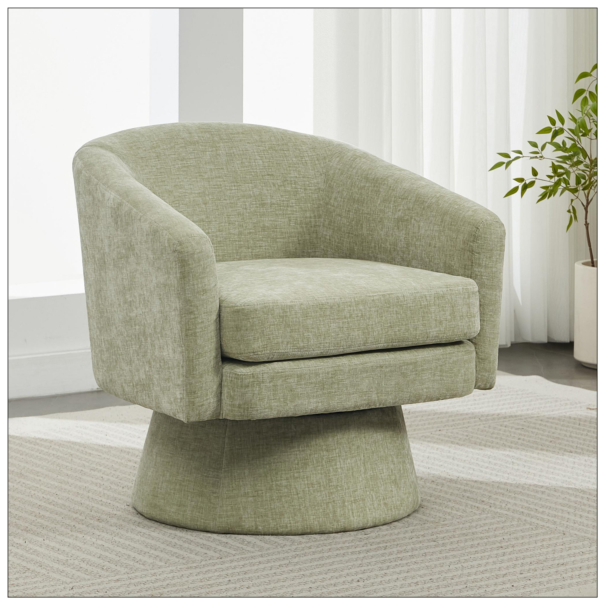 Latitude Run® Contemporary Chenille Swivel Accent Chair - 360° Rotating ...