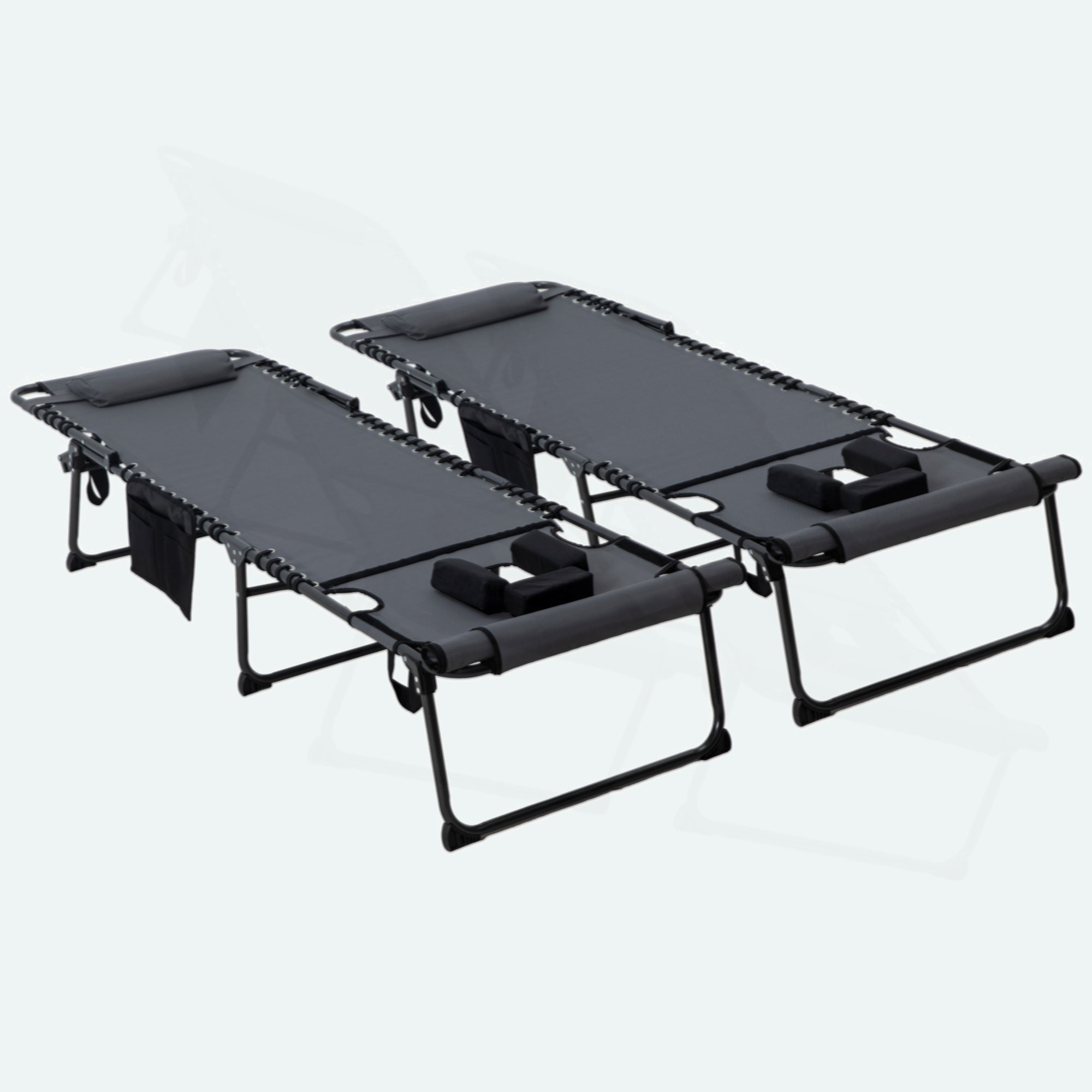 Latitude Run® 2 Piece Folding Chaise Lounge With 5-Level Reclining Back ...