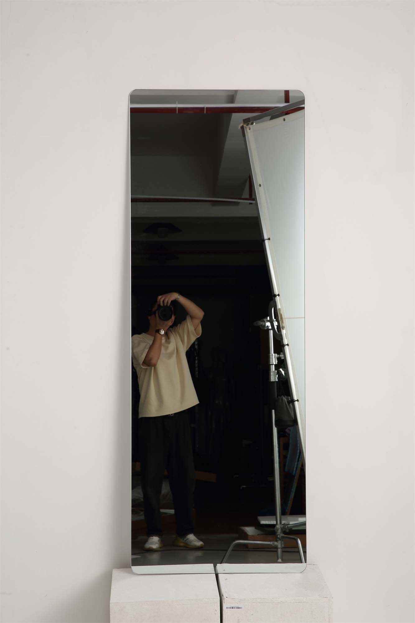 Latitude Run® Full Body Round Corner Mirror For Living Room Bedroom ...