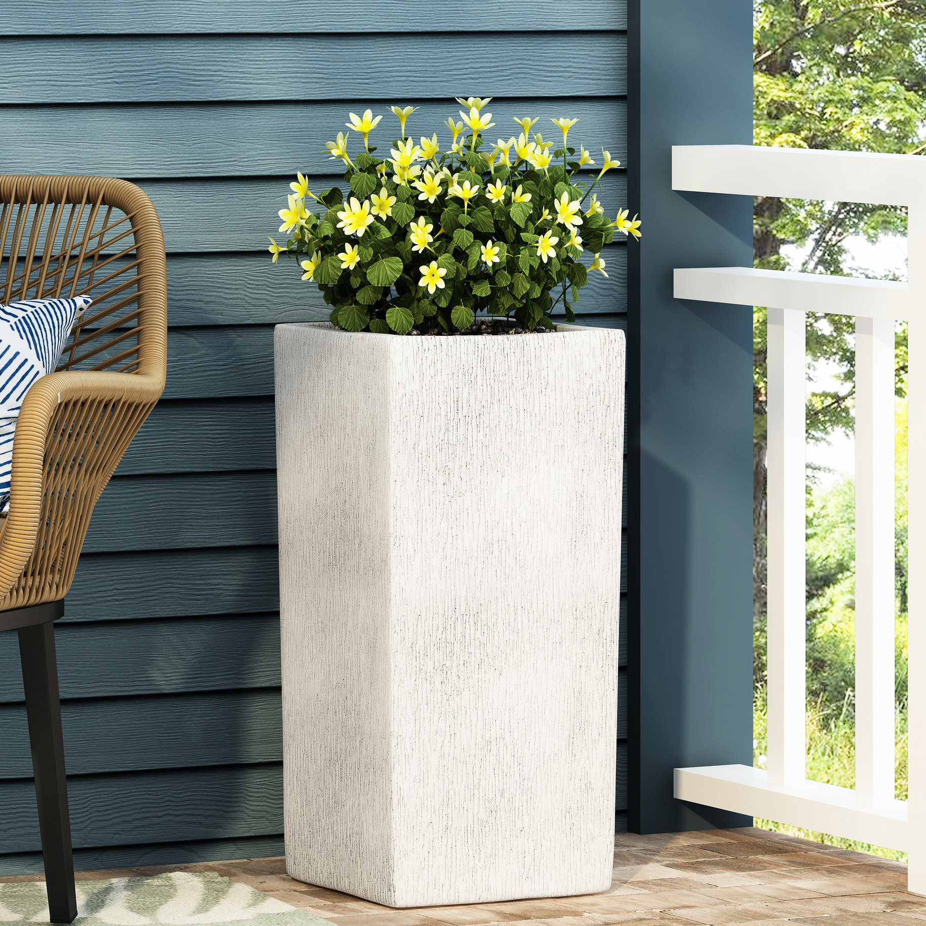 Ophelia & Co. Planter - Antique White Magnesium Oxide Outdoor Planting ...