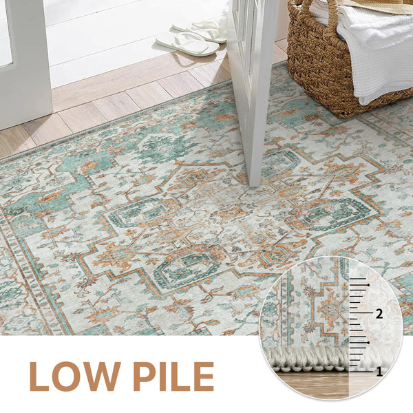 Bungalow Rose Green 8x10 Washable Area Rugs for Living Room Modern ...