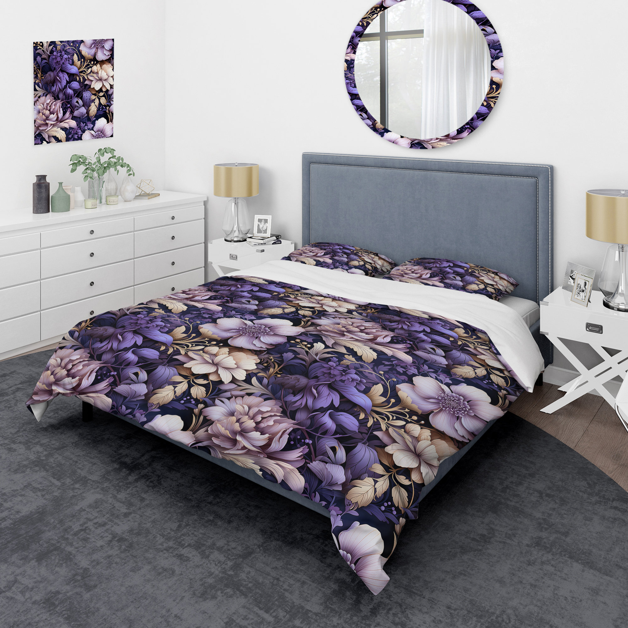 Design Art Enchanted Dusk Moody Patterns I - Floral Duvet Cover Set ...