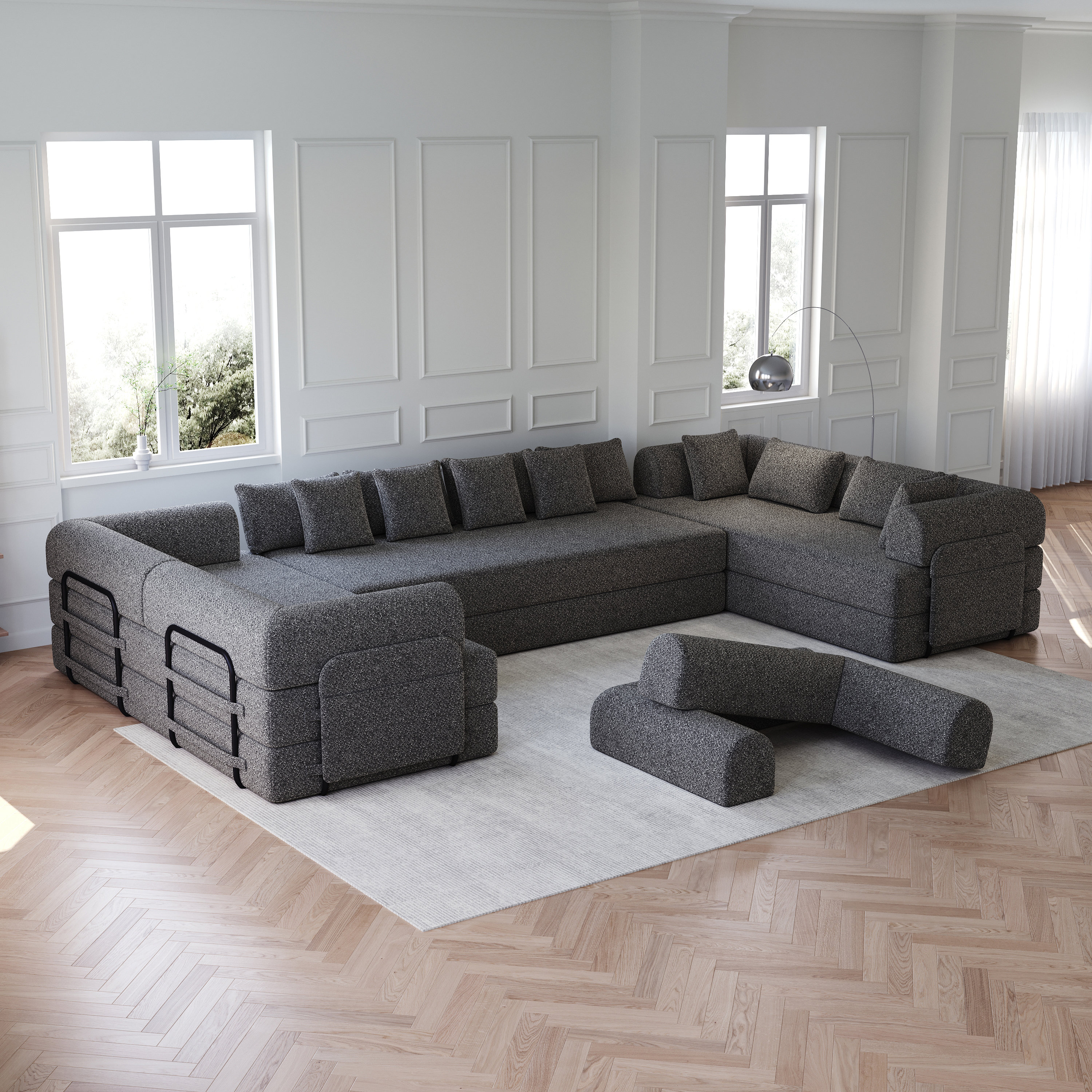 Latitude Run® Convertible Sleeper Sofa Bed With Cylindrical Pillow ...