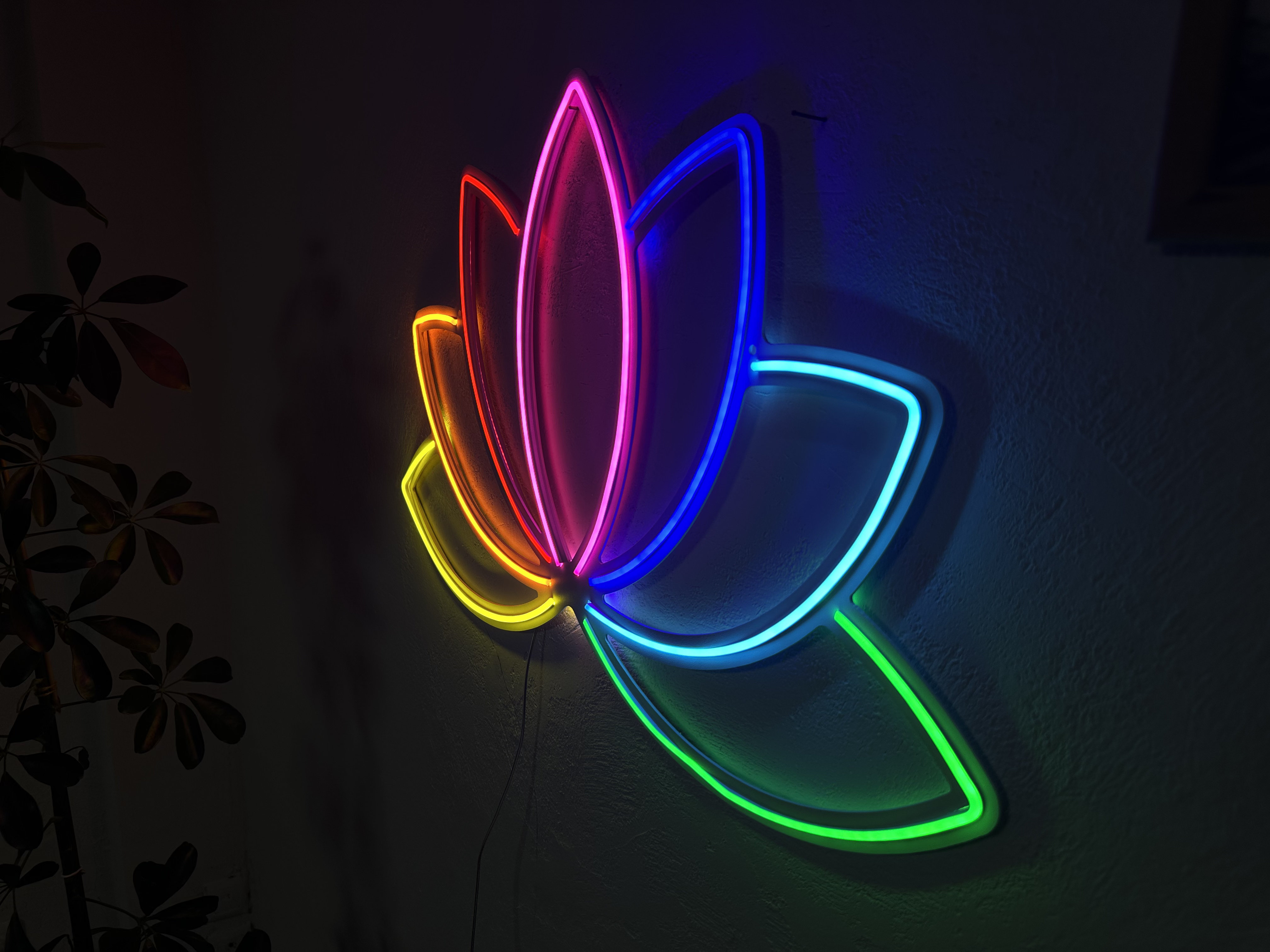 Trinx Lotus Flower Metal Neon Sign, Neon Wall Decor, Home Office Decor ...
