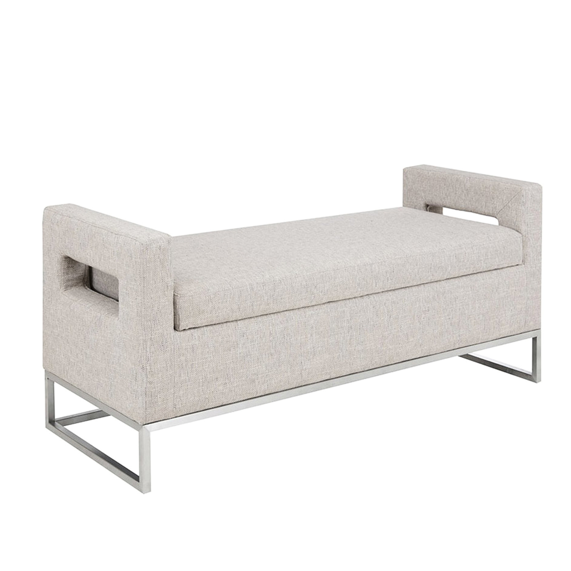 Corrigan Studio® Grey Upholstered Solid Wood Storage Bench - 400 Lbs ...