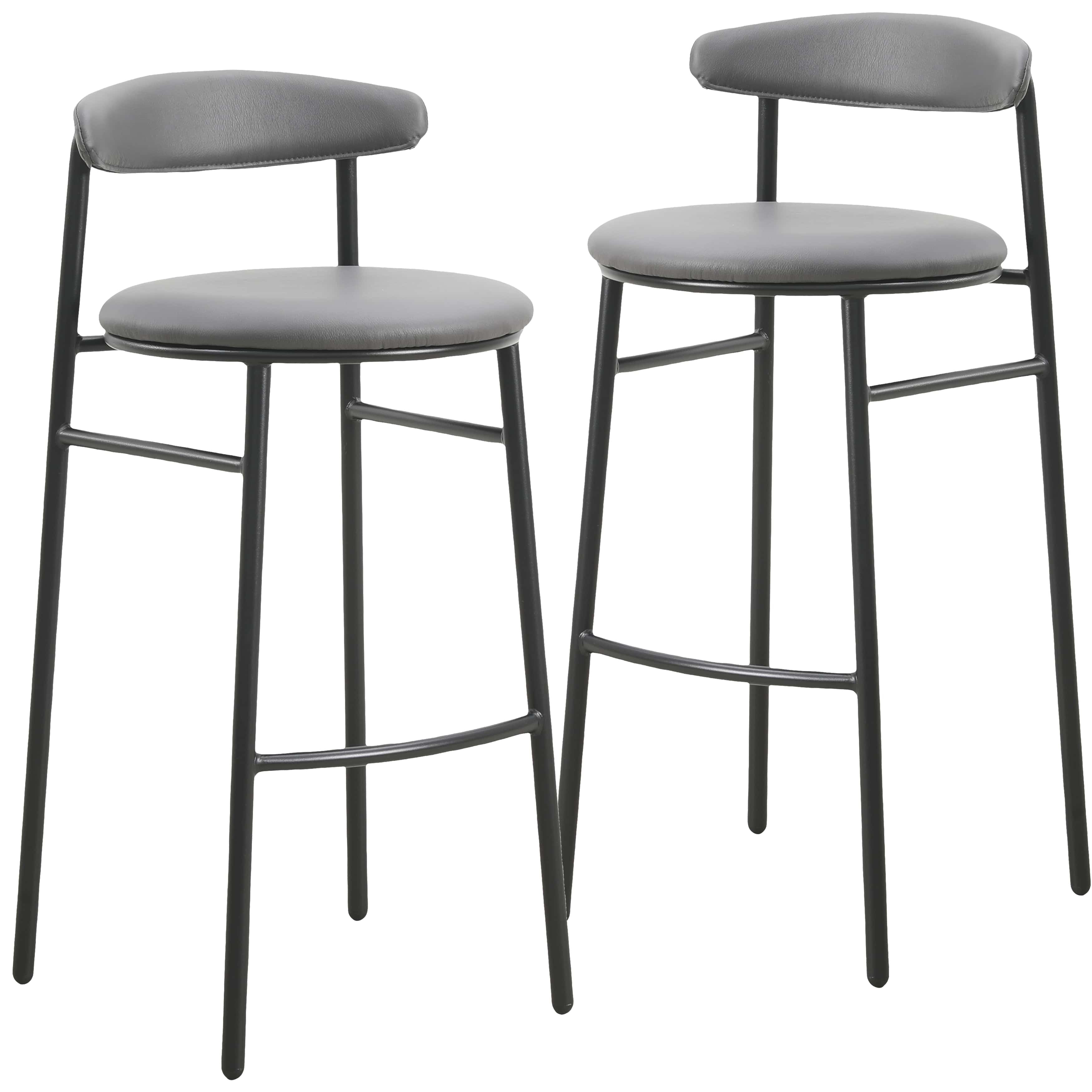 Corrigan Studio Bar Stool Upholstered In Leather With Powder-Coated ...