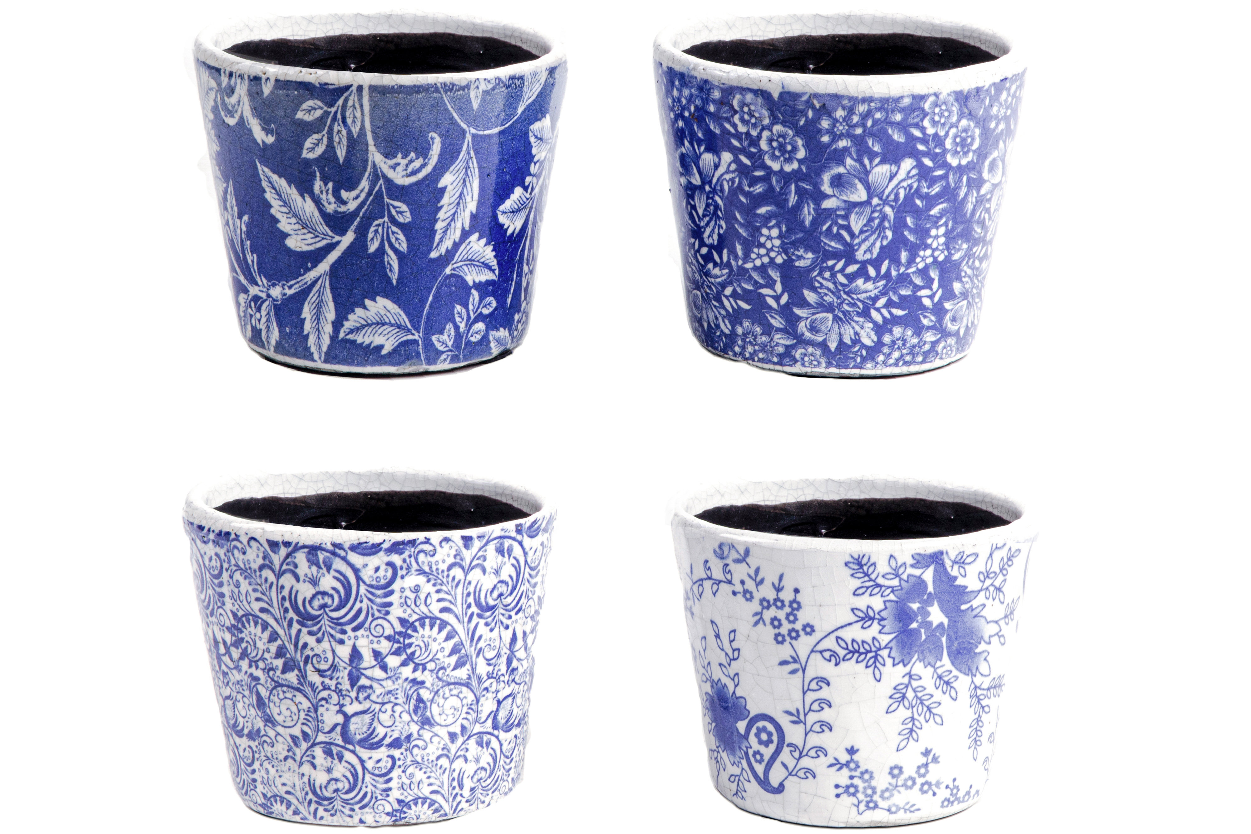 Bungalow Rose Ceramic Round Pot With Absract Pattern Design Body Gloss ...