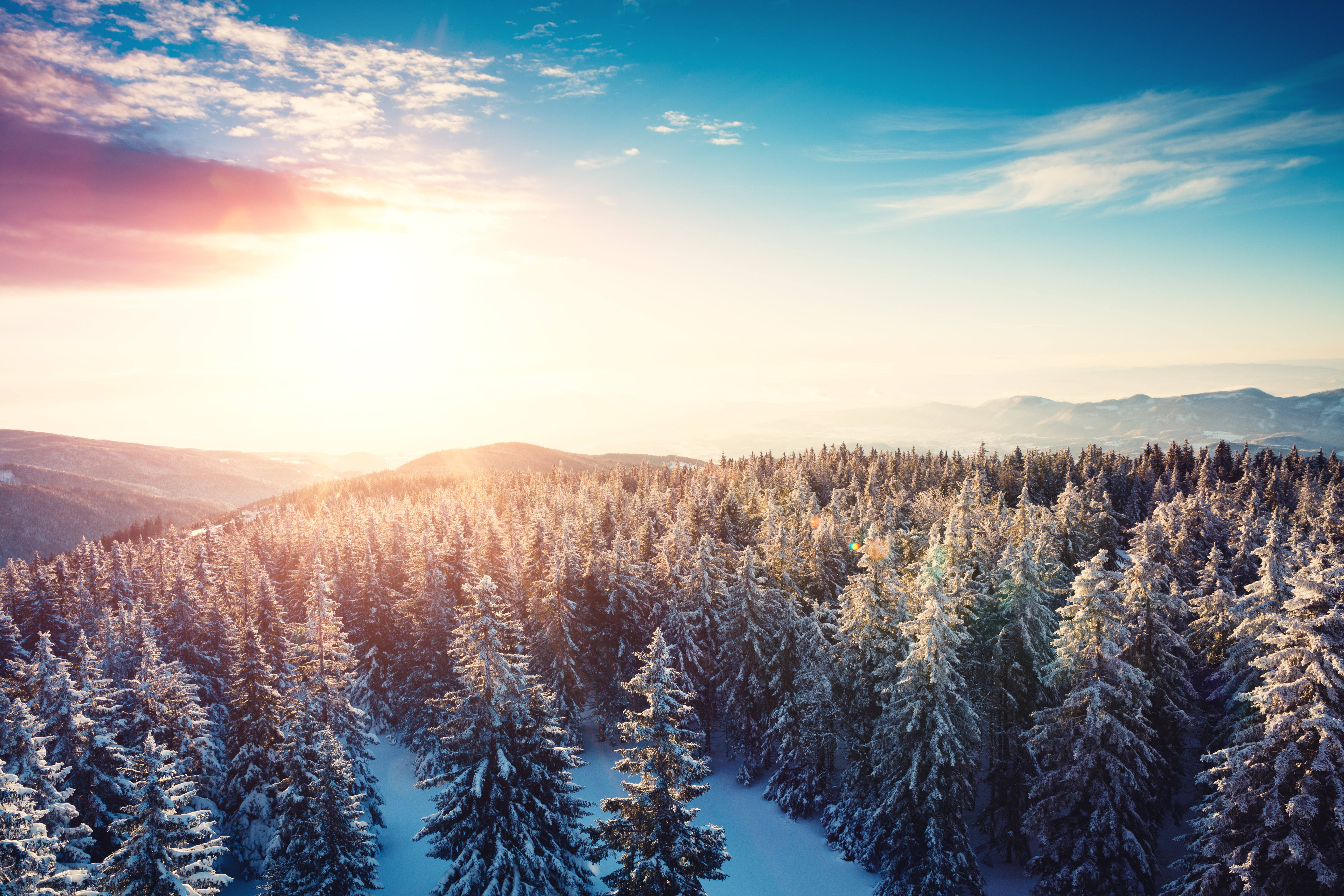 Alpen Home Winter Sunsets by Borchee - No Frame Art Prints on Canvas ...