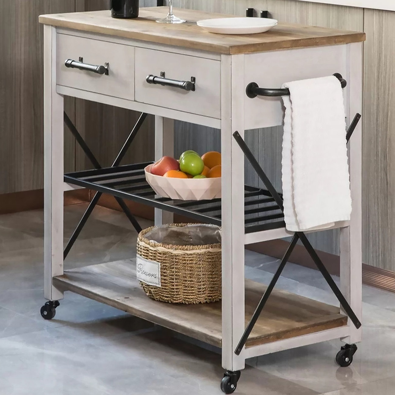Gracie Oaks American Solid Wood Kitchen Island - Wayfair Canada