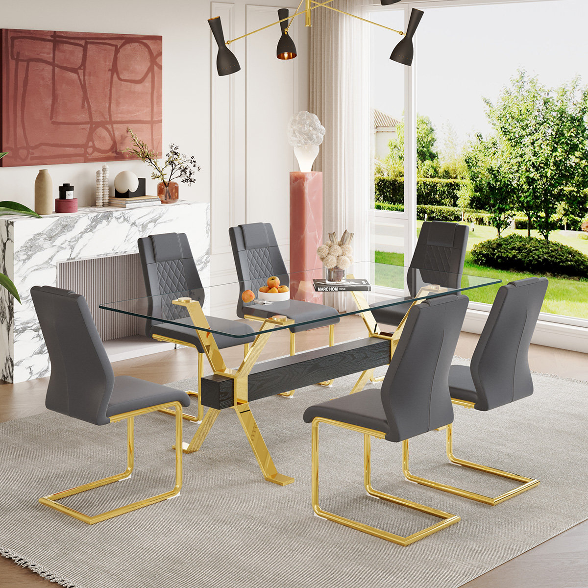 Mercer41 7-Piece Glass Top Dining Table Sets | Wayfair