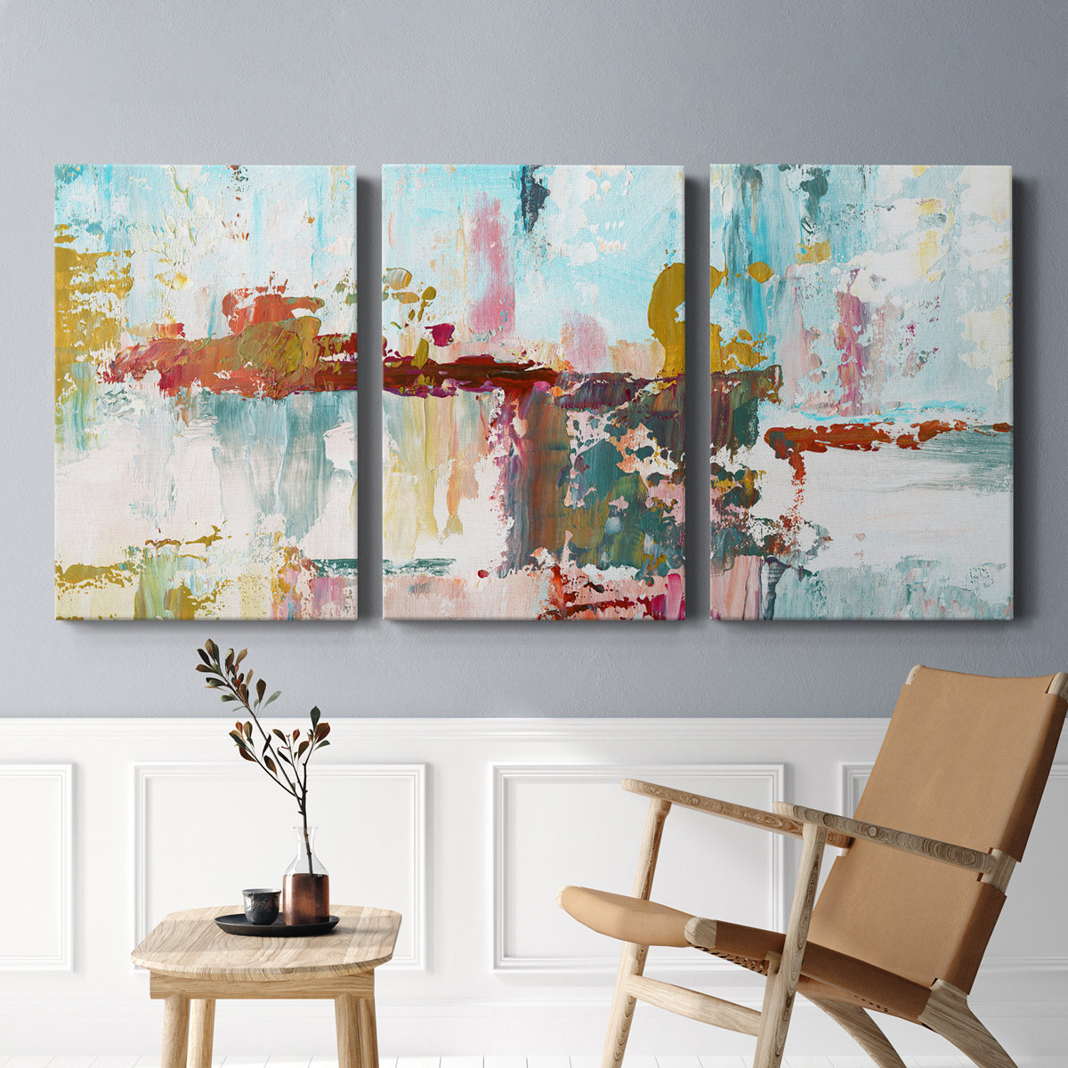 Orren Ellis Color Block Splash- Premium Gallery Wrapped Canvas - Ready ...