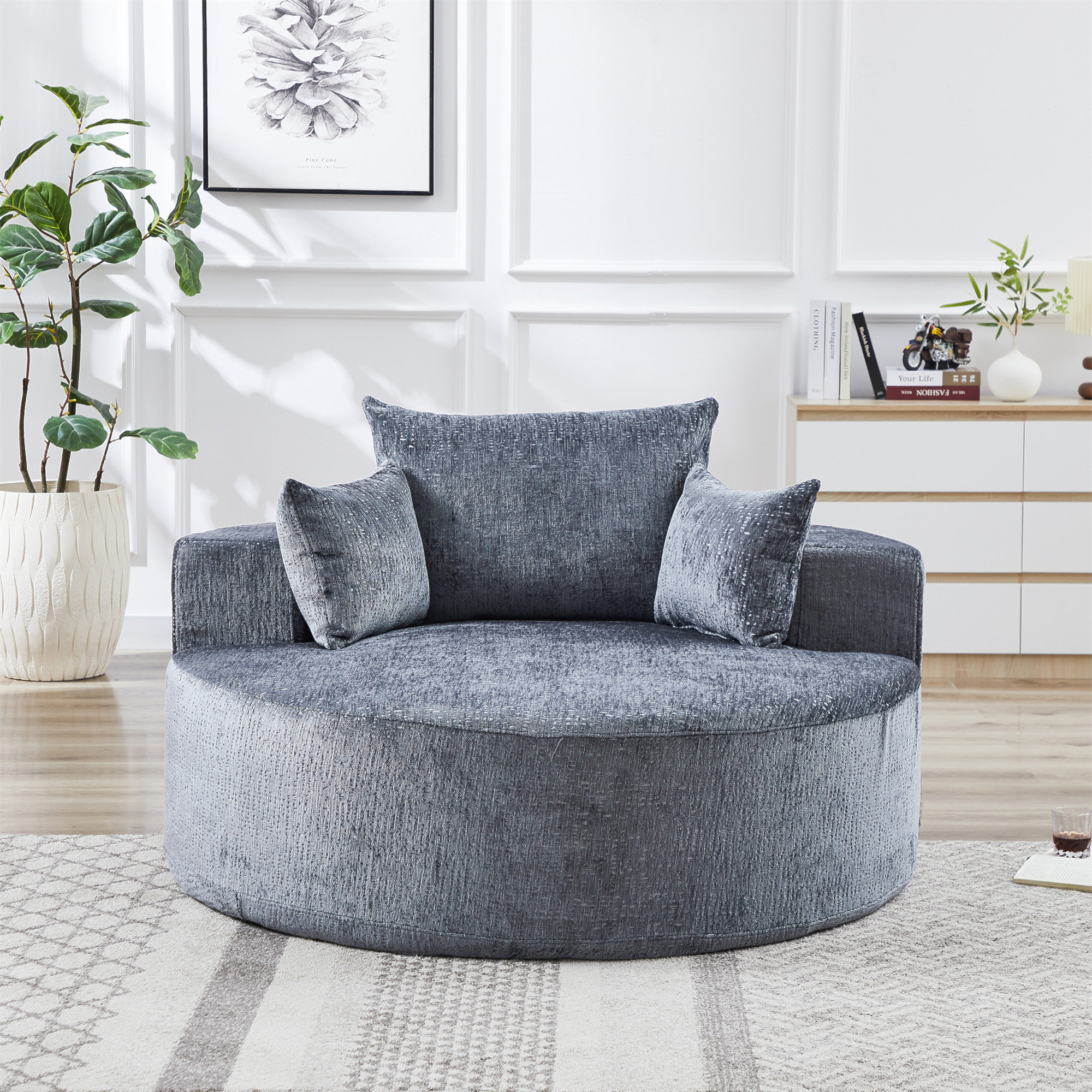 Latitude Run® 55''L Chenille Sponge Single Sofa,No Assembly Required ...