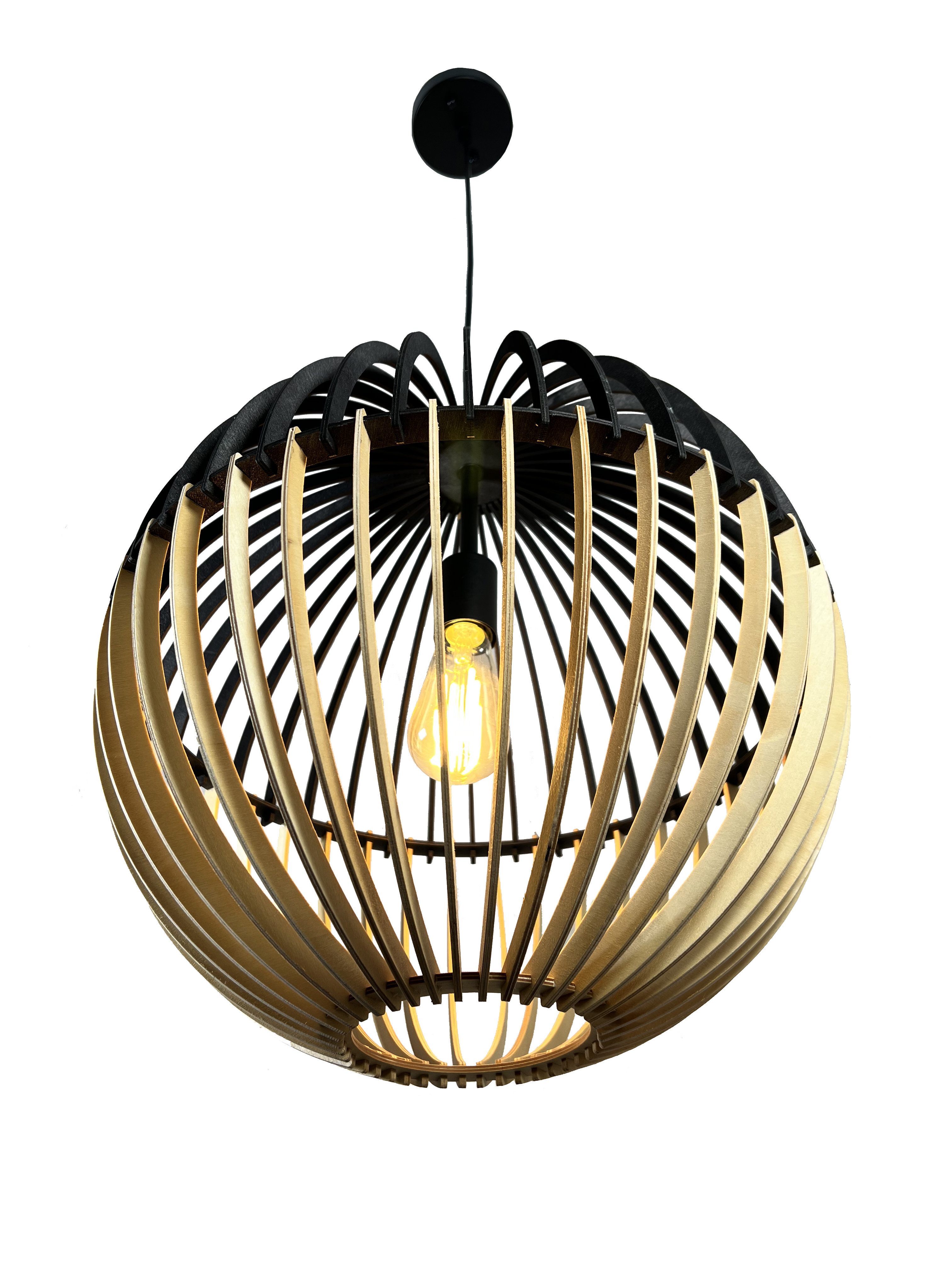 Corrigan Studio® Crystal-Leigh 1-Light Black & Bamboo Globe Pendant ...