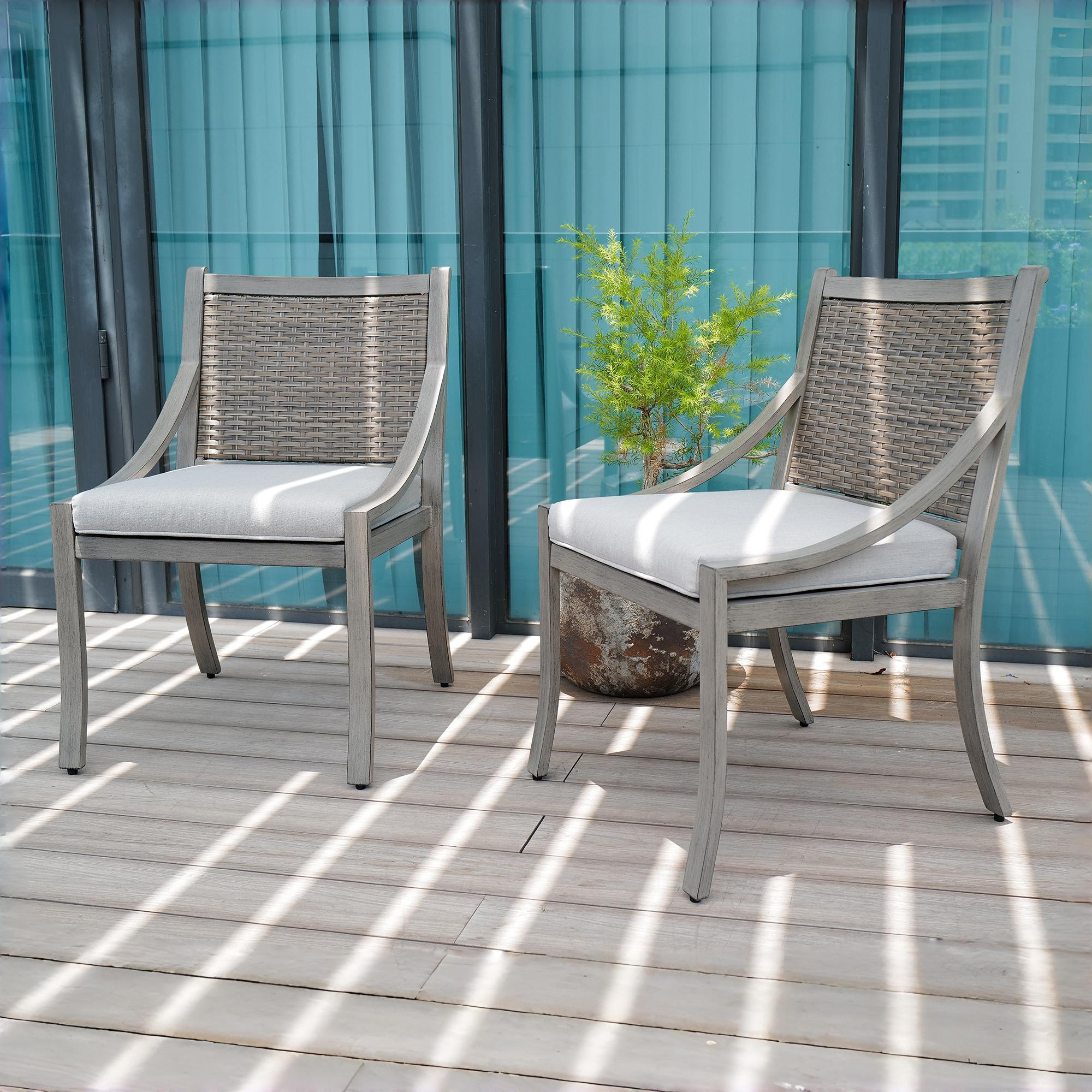 Peak Home Furnishings Patio Metal / Pe Wicker Dining Chairs With ...