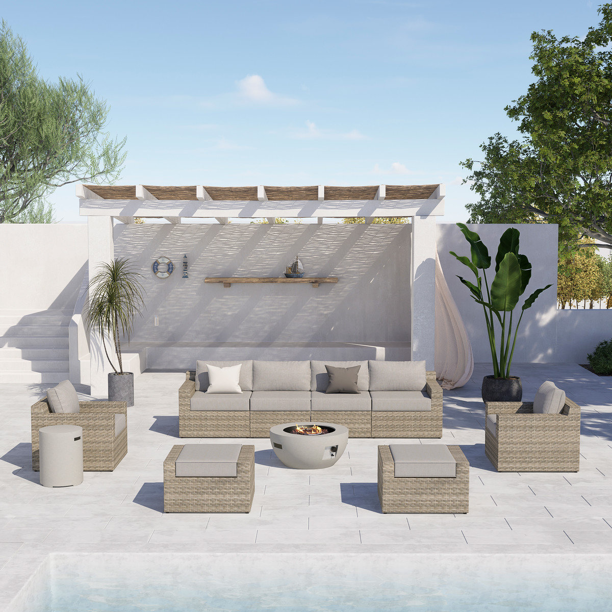 Ebern Designs Ailie 10-Piece Fire Seating Set (Gray) - Wayfair Canada