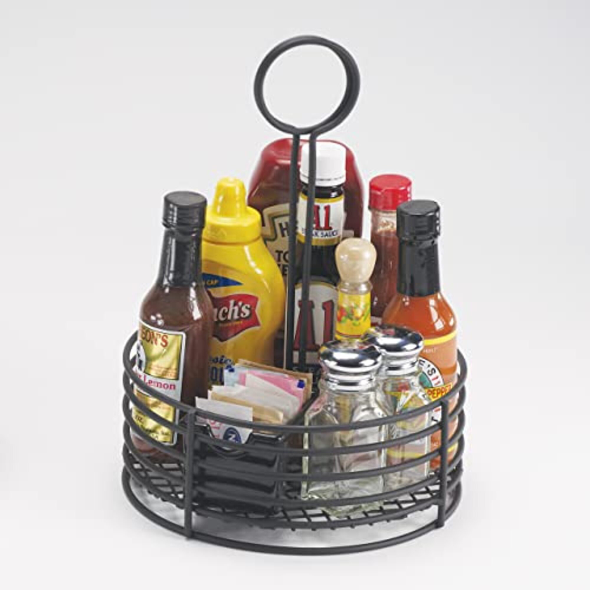 Rebrilliant Black Round Stainless Steel Condiment Caddy Iron Teflon ...