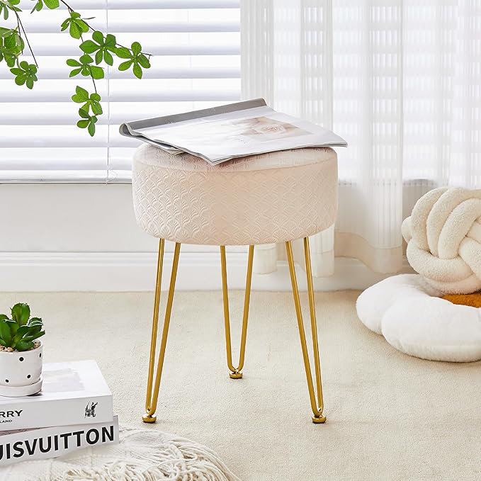 Mercer41 Stool Foot Stools Velvet Ottoman Stool Round Ottoman Bench ...