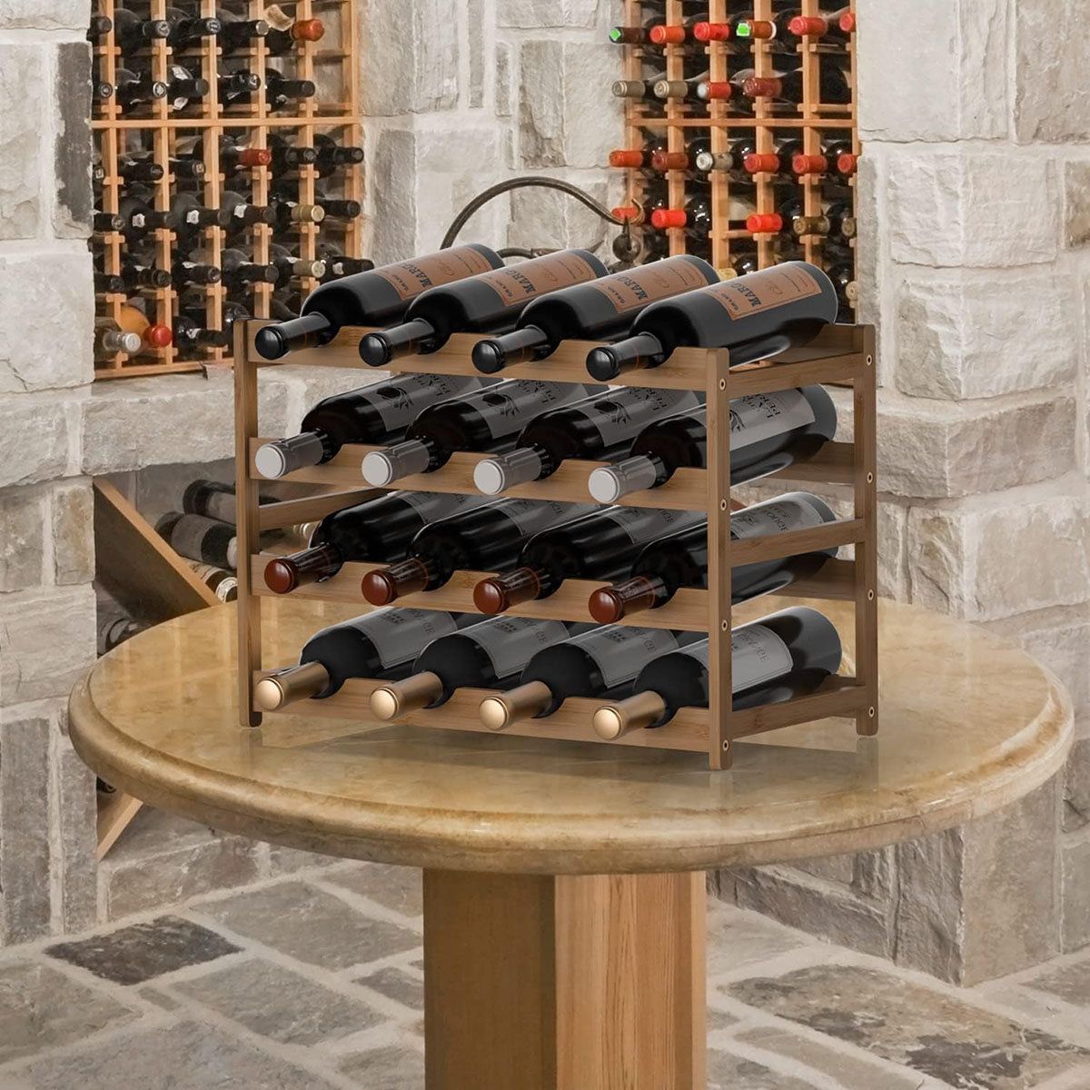 Ebern Designs Wine Rack Sturdy Wine Countertop - Bamboo Wine Bottle ...