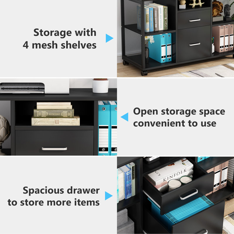 AISUNG 3 Tier Movable Filing Cabinet, Office Printer Stand & Reviews ...