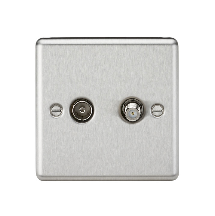 Symple Stuff TV & SAT TV Outlet (isolated) - Brushed Chrome | Wayfair.co.uk