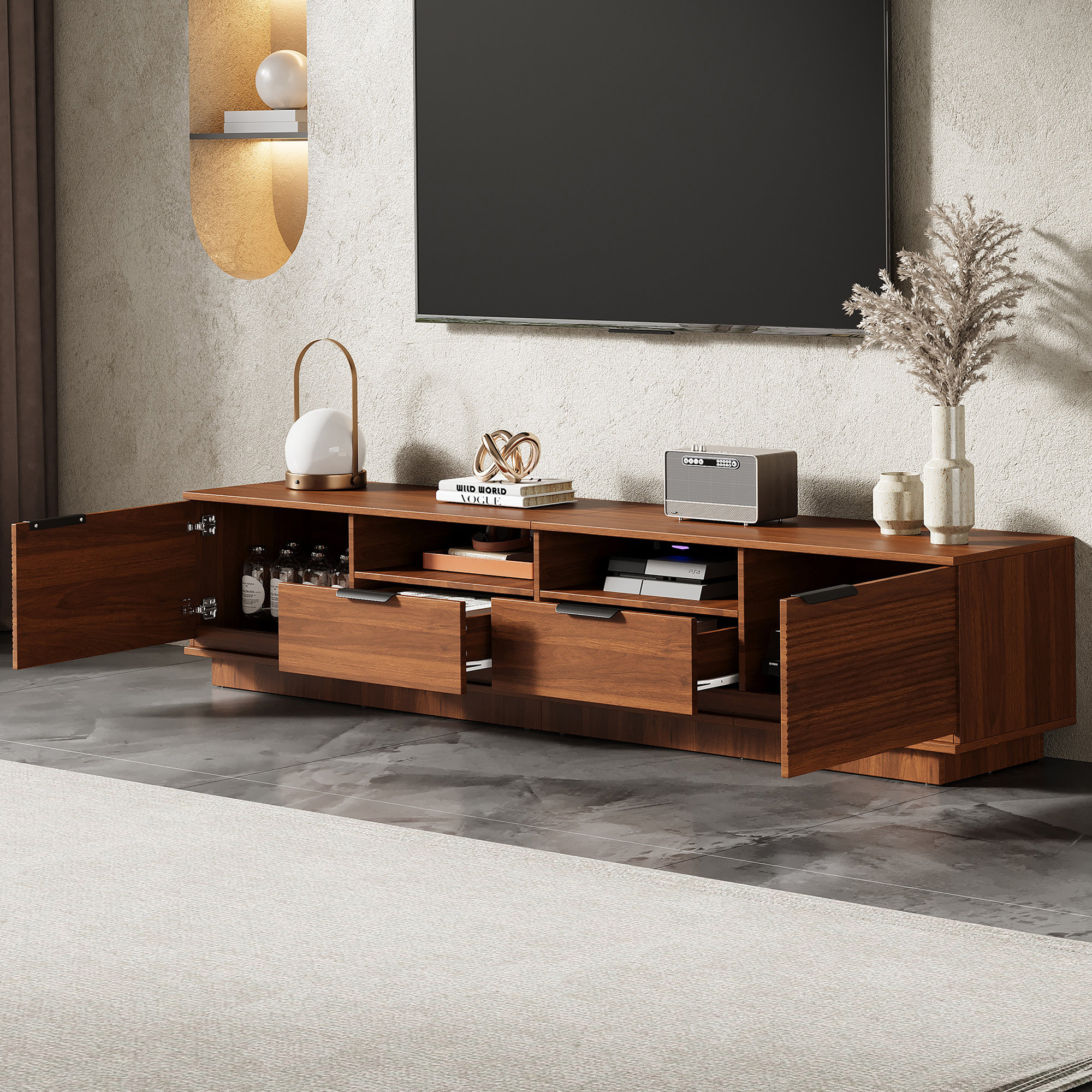 Latitude Run® Hubbard 78.7'' Mid-Century Modern TV Stand | Wayfair