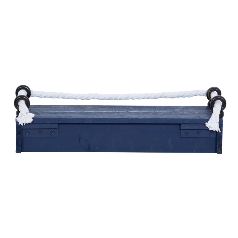 Longshore Tides Blue Wood 3 Shelves Wall Shelf with Knotted Rope 3 ...