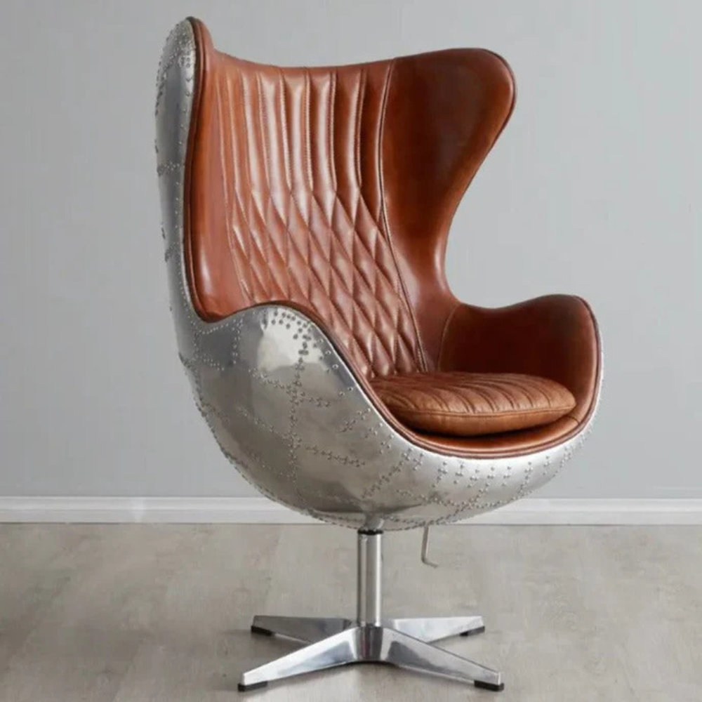 Williston Forge Dena Aviator-Inspired Leather Egg Chair, Retro ...