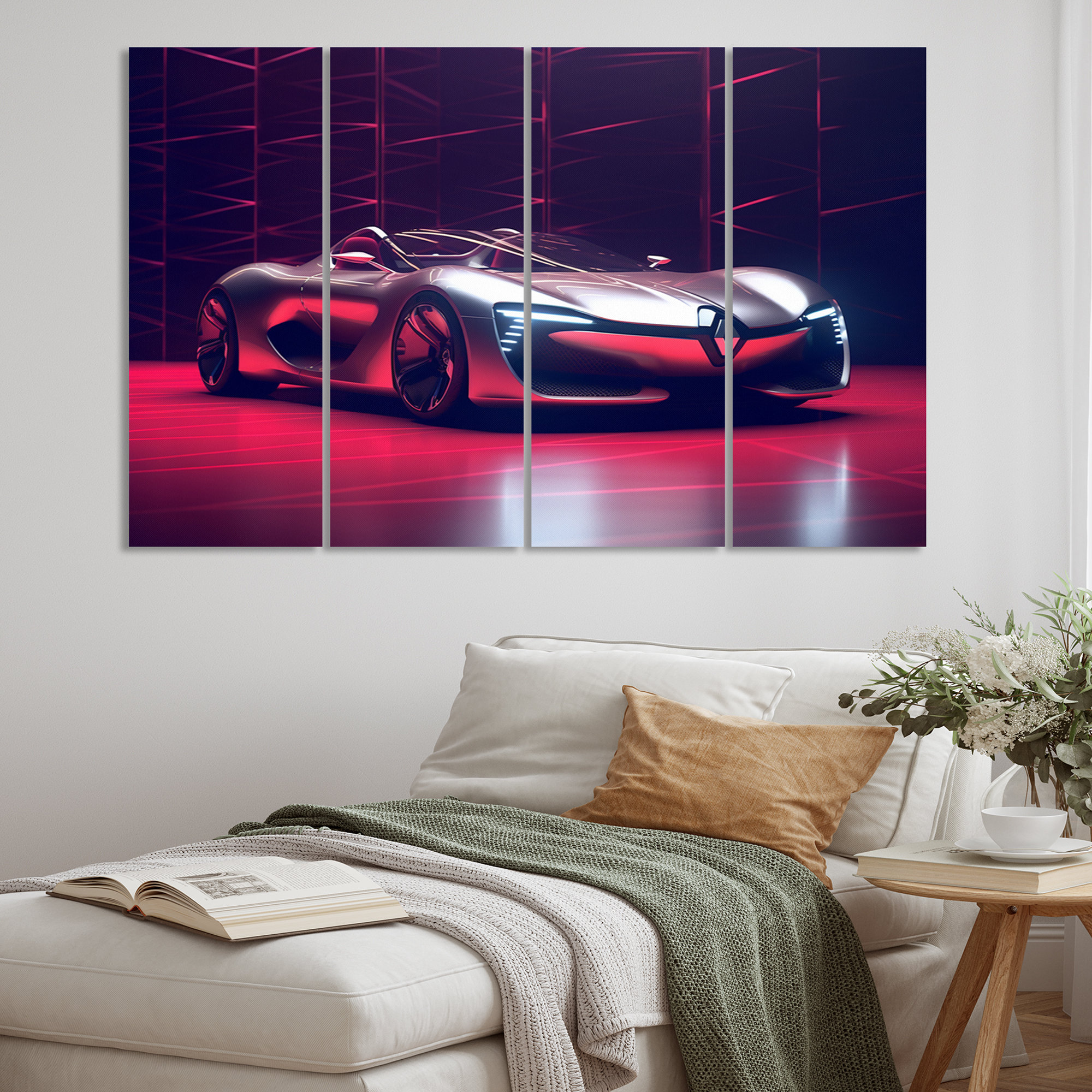 Design Art Neon French Exotic Car II - Neon Car Metal Wall Decor Set ...