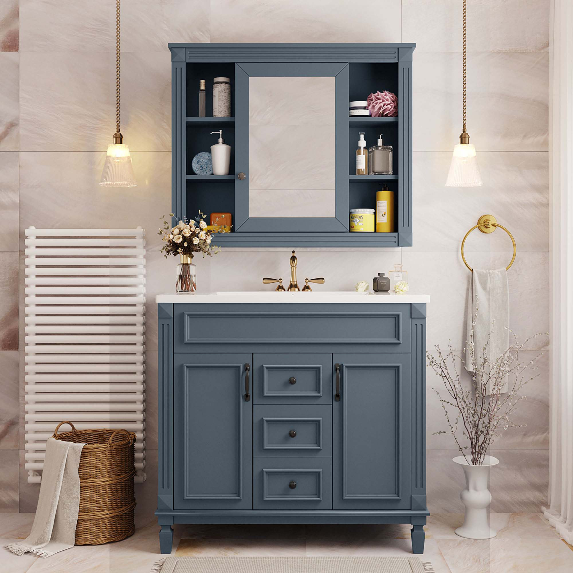 Darby Home Co Bathroom Vanity With Top Sink And Mirror Cabinet And ...