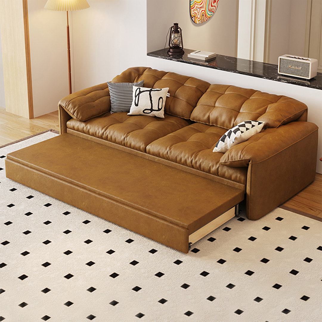 Corrigan Studio® Caramel color Genuine Leather Standard Sofa bed ...