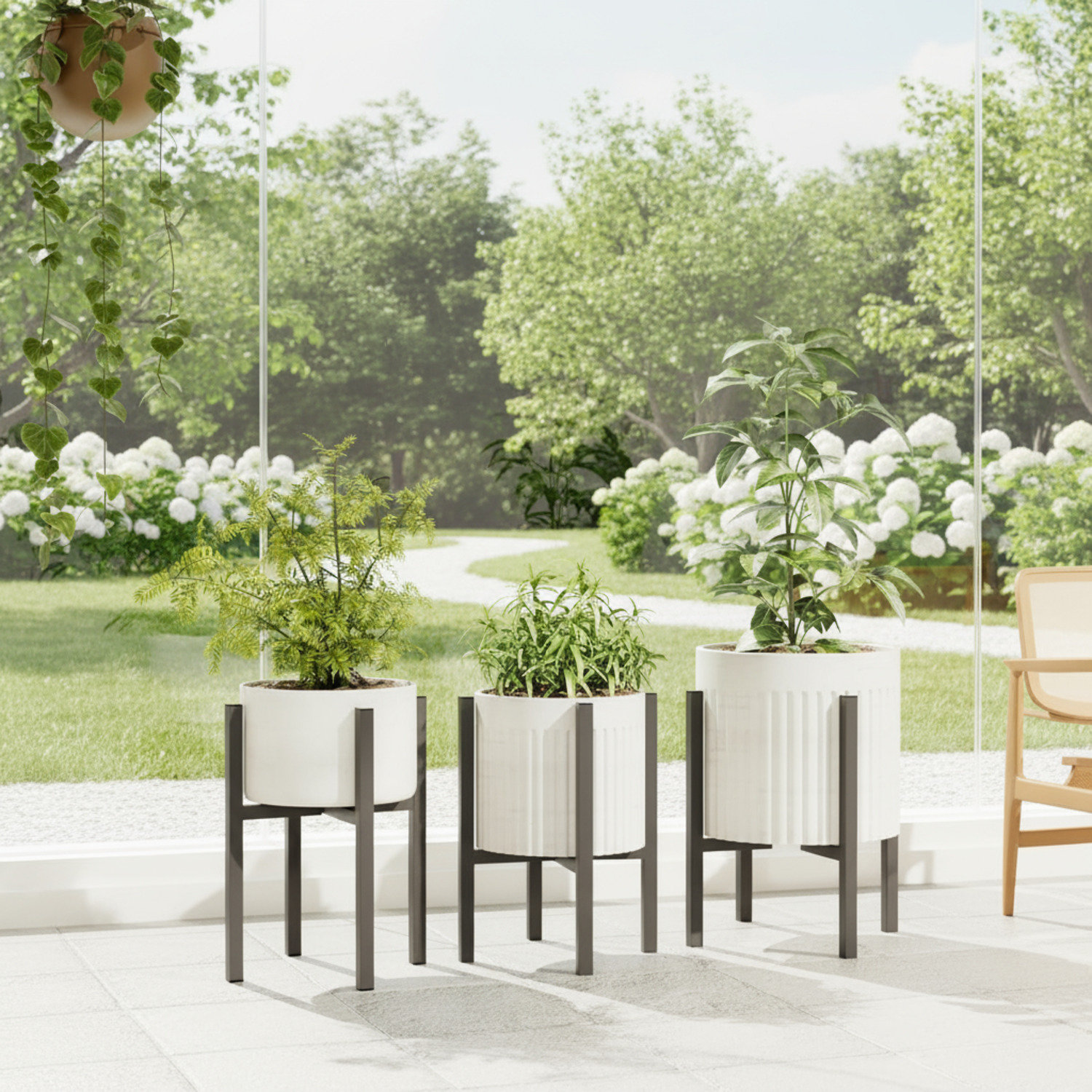 George Oliver Mid-Century Modern Style Single-Layer Metal Plant Stand ...