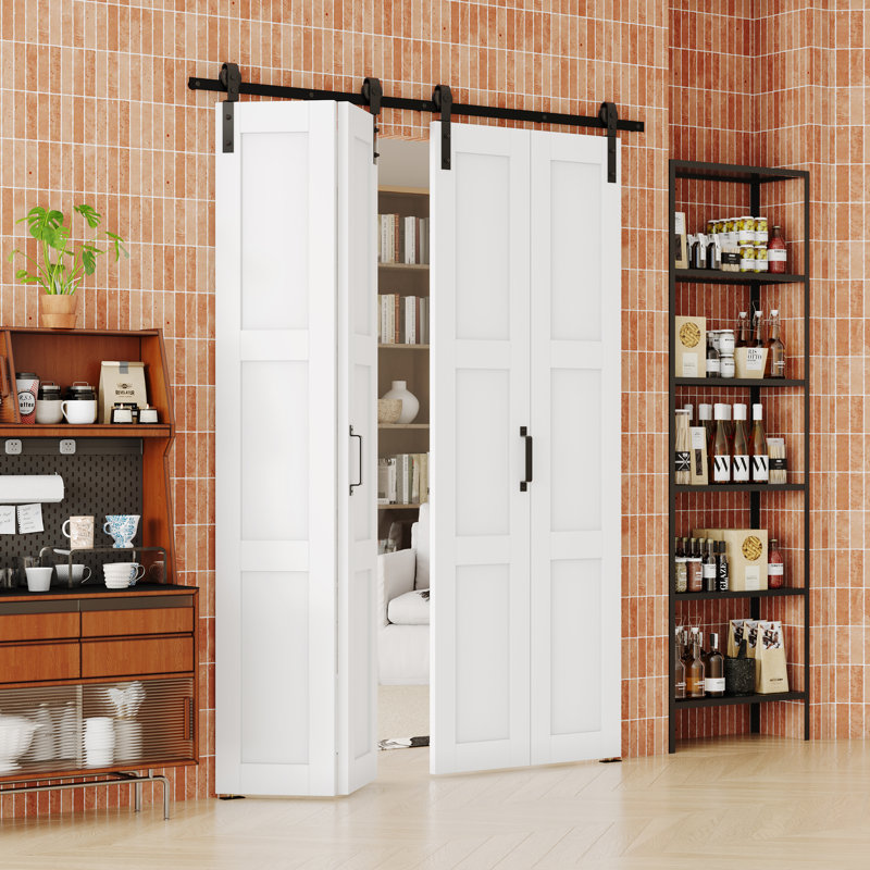 CHIC MODE Bi-Fold Barn Door, 3-Panel Folding Door With Sliding Hardware ...