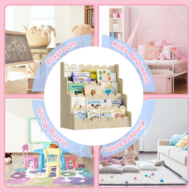 Isabelle & Max™ Wavy Wooden Front Facing Bookshelf | Wayfair