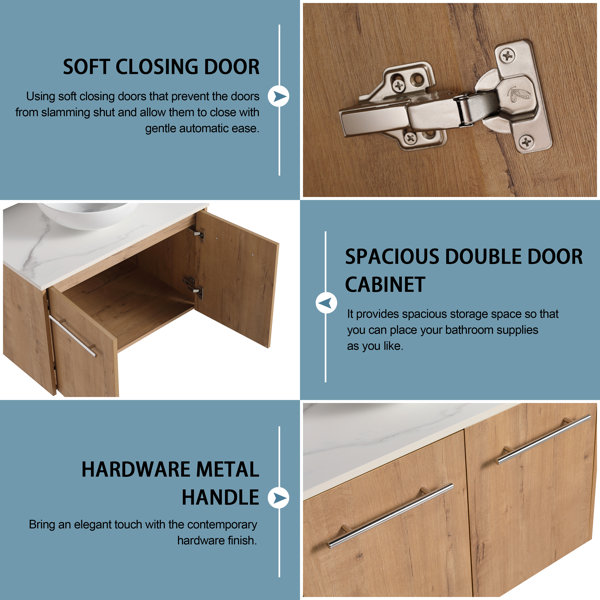 Ebern Designs Beber 30'' Wall Mounted Single Bathroom Vanity with ...