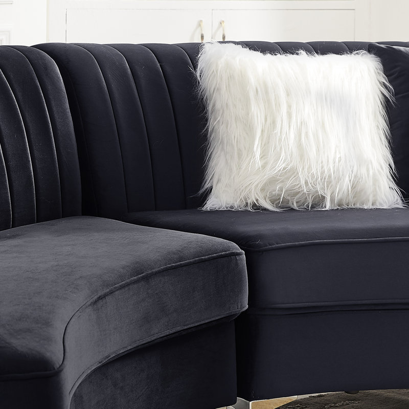Everly Quinn Brucelyn 140.94'' Symmetrical Velvet Tufted Curved Sofa ...