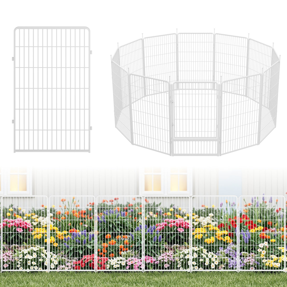 Cozy Castle (12 Fence Panels) No Dig Easy Install Metal Fence ...