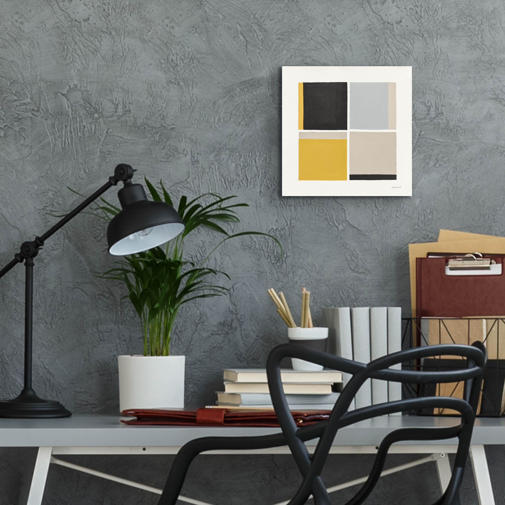 Ivy Bronx 'Quadrants Yellow' by Danhui Nai Acrylic Glass Wall Art, 12 ...