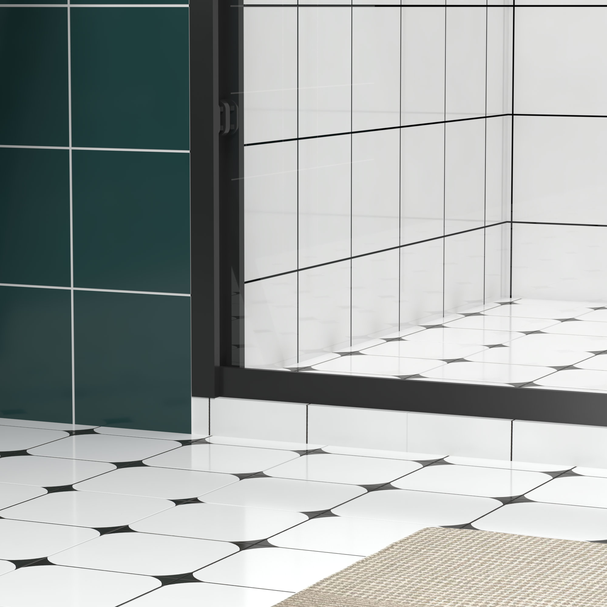 JINXUNDA Sliding Shower Door Security Aluminum Frame Stylish Matte ...