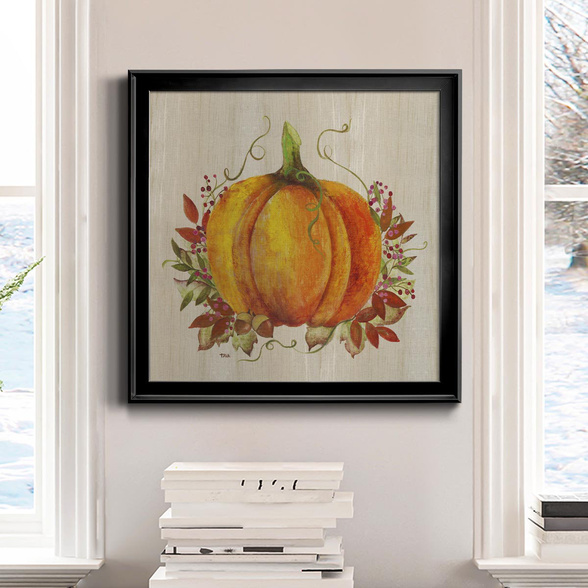 August Grove® Pumpkin in Fall - Picture Frame Painting on Canvas | Wayfair