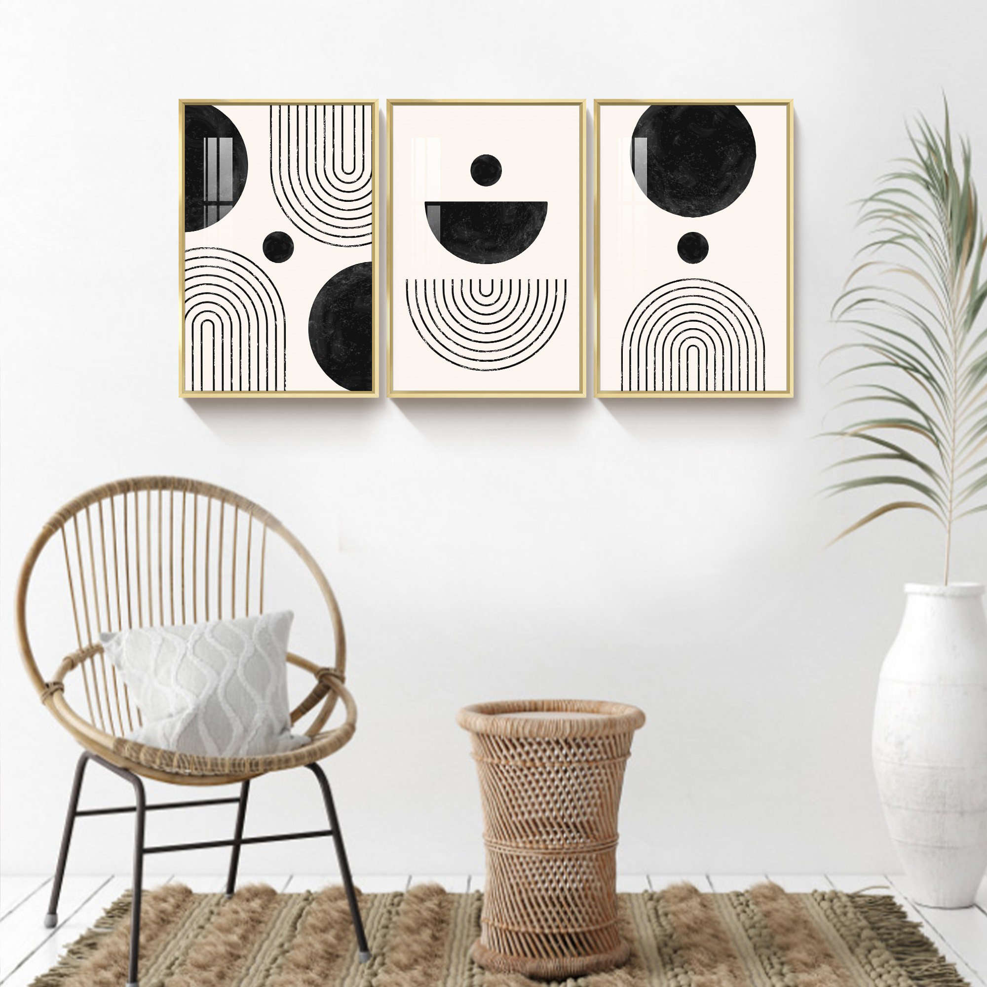 Ivy Bronx Modern Art Geometric Shapes Wall Art Abstract Arch Moon Print ...