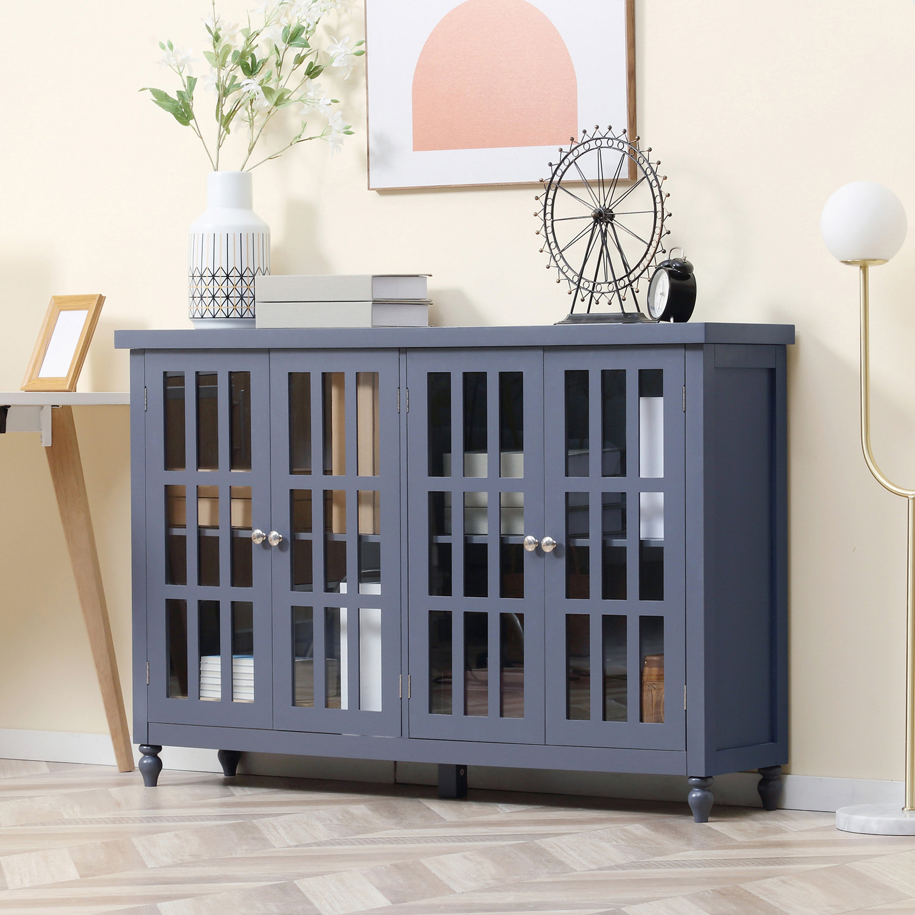 Alcott Hill® Sideboard with Tempered Glass Doors and Adjustable Shelf ...
