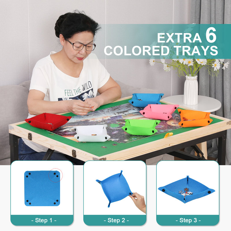 BittPicc Puzzle Table With Adjustable Tabletop & Universal Wheels | Wayfair