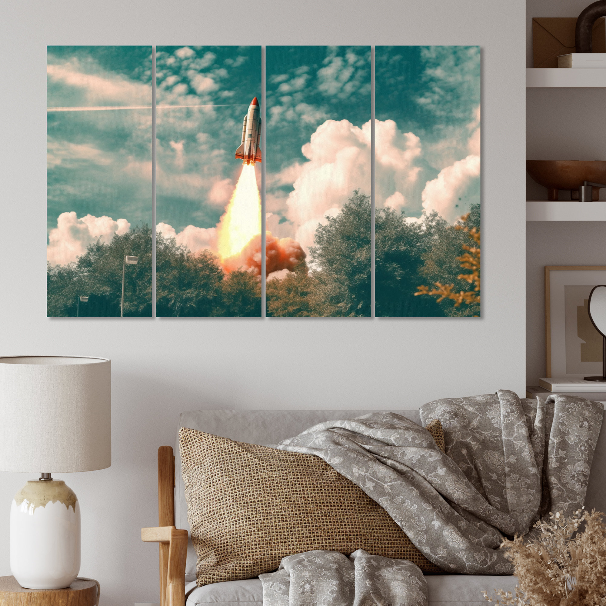 Design Art Spaceship Rocket In Florida I - Modern Metal Wall Decor Set ...