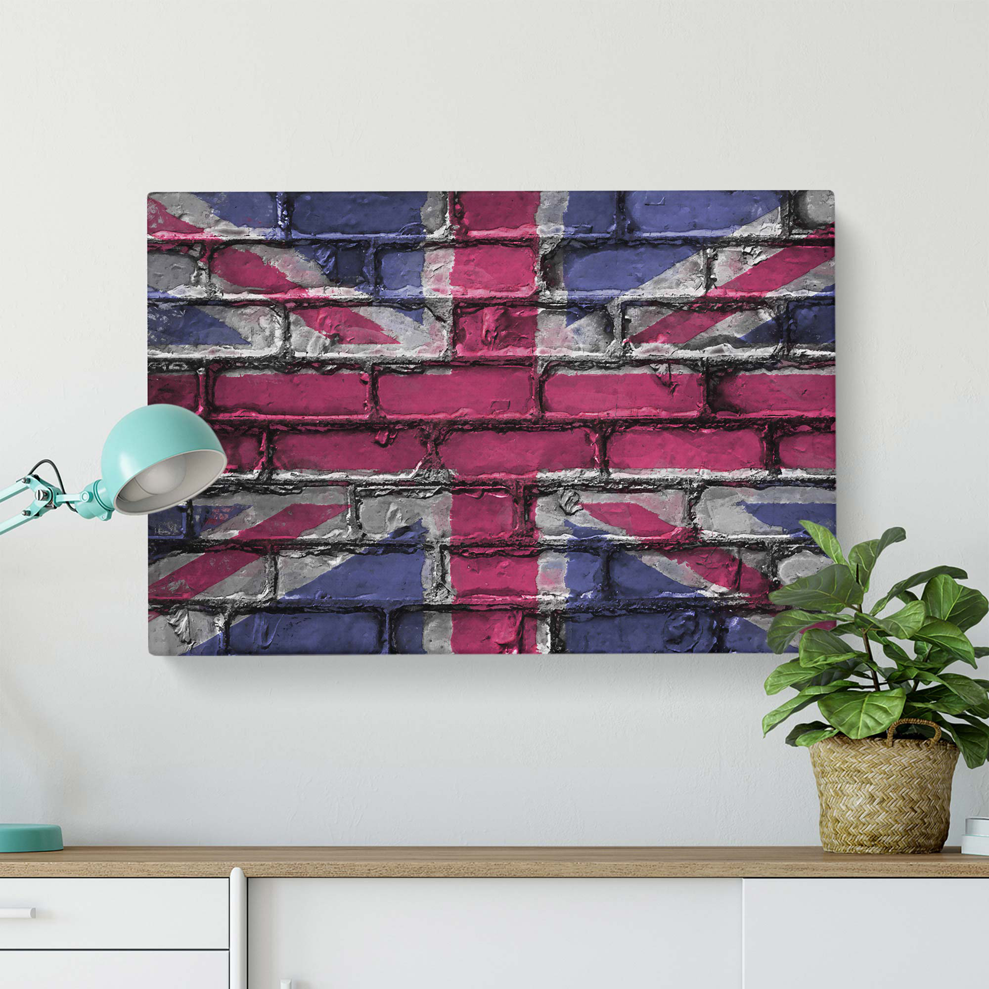 East Urban Home 'Union Jack Brick Wall Graffiti' Graphic Art Print on ...